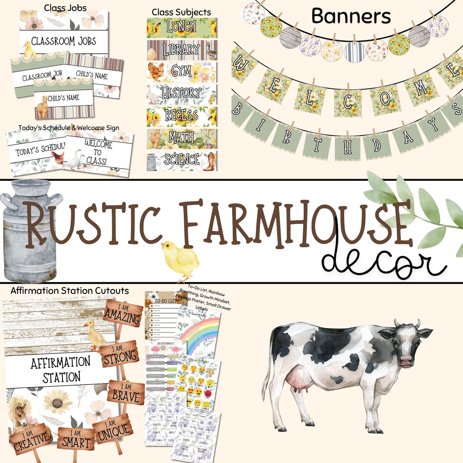 DIGITAL Rustic Themed Classroom Decor Bundle, Classroom Decorations ...