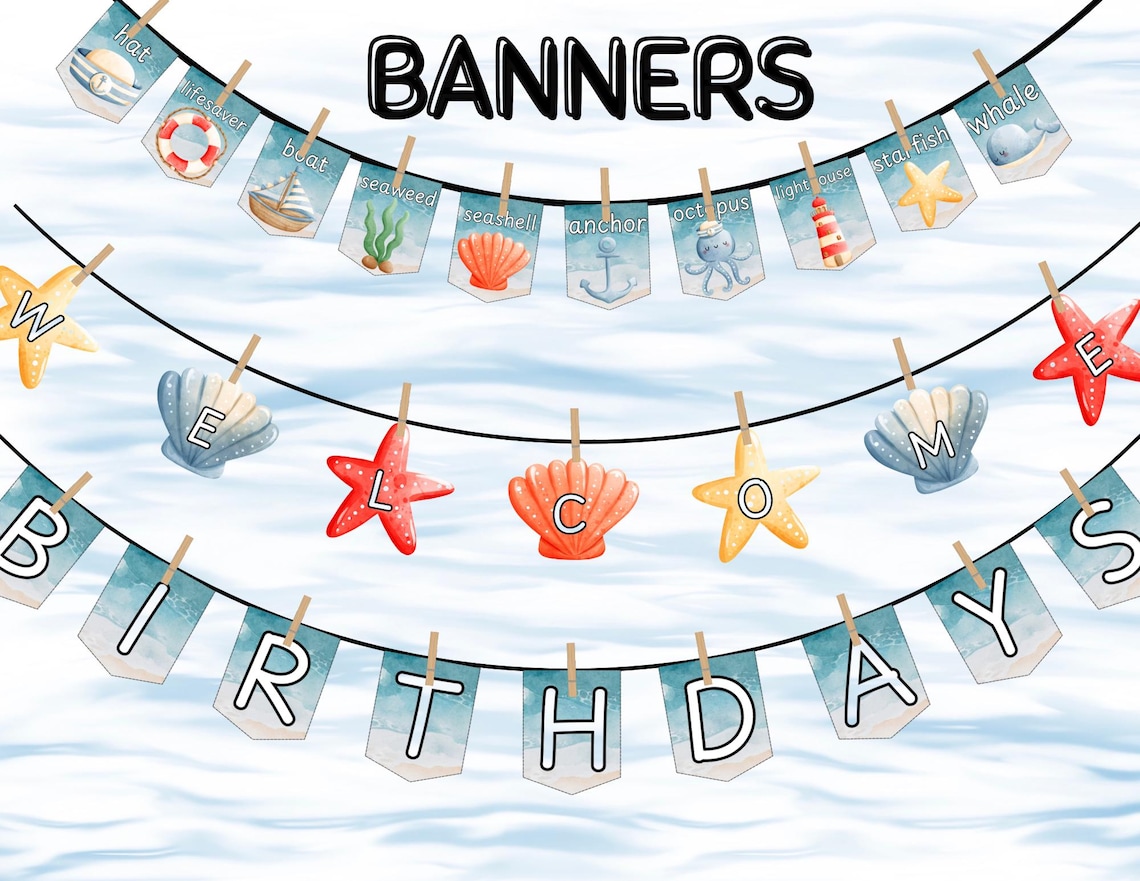 DIGITAL, Nautical Themed Classroom Decor Bundle, Classroom Decorations ...