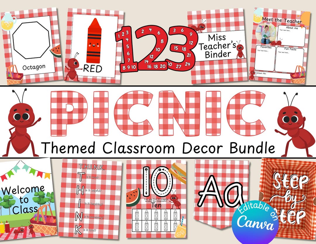 Picnic Themed Classroom Decor Bundle, Teacher, Picnic Class Decor ...