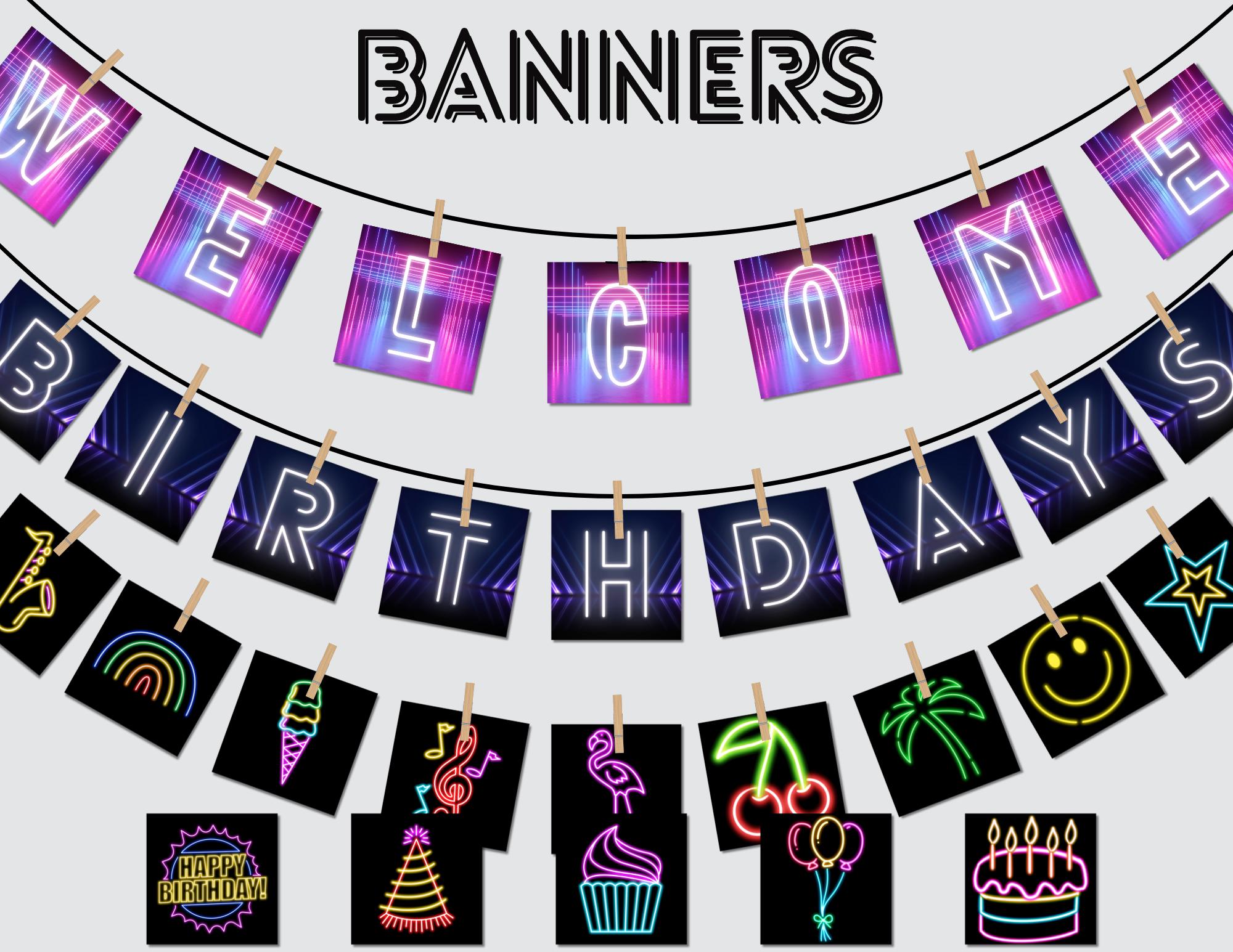 DIGITAL Neon Themed Classroom Decor Bundle, Classroom Decorations, Neon ...