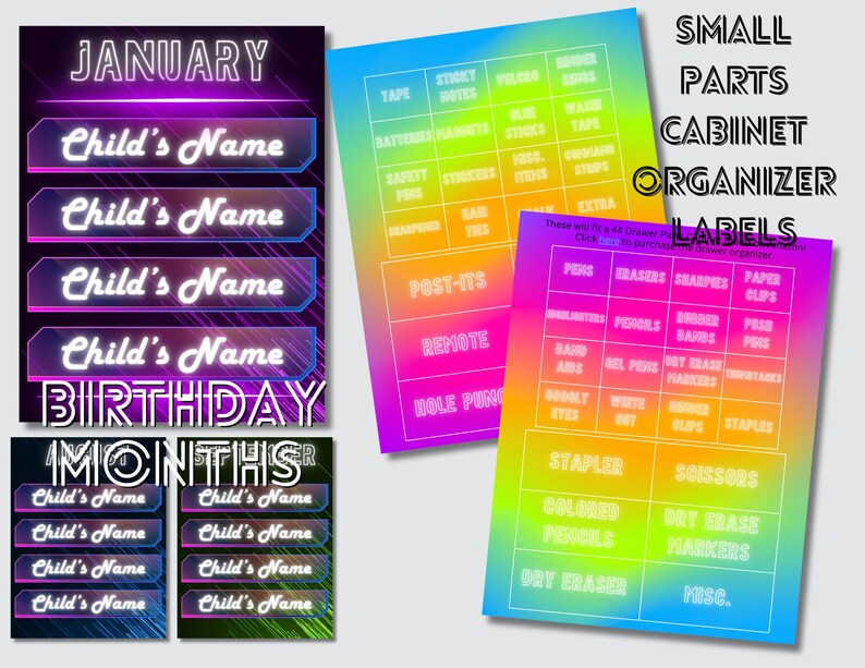 DIGITAL Neon Themed Classroom Decor Bundle, Classroom Decorations, Neon ...
