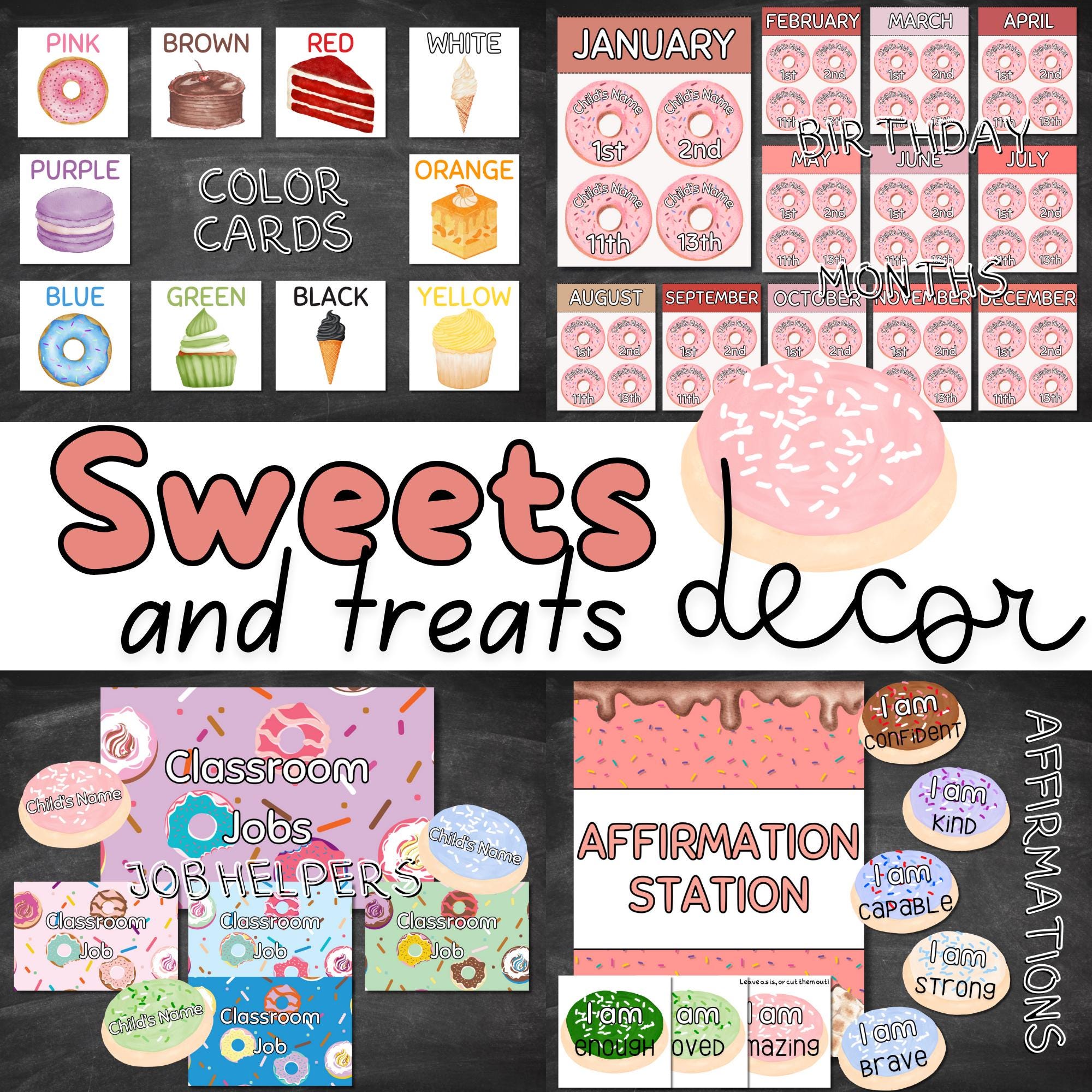 DIGITAL Dessert Themed Classroom Decor Bundle, Classroom Decoration ...