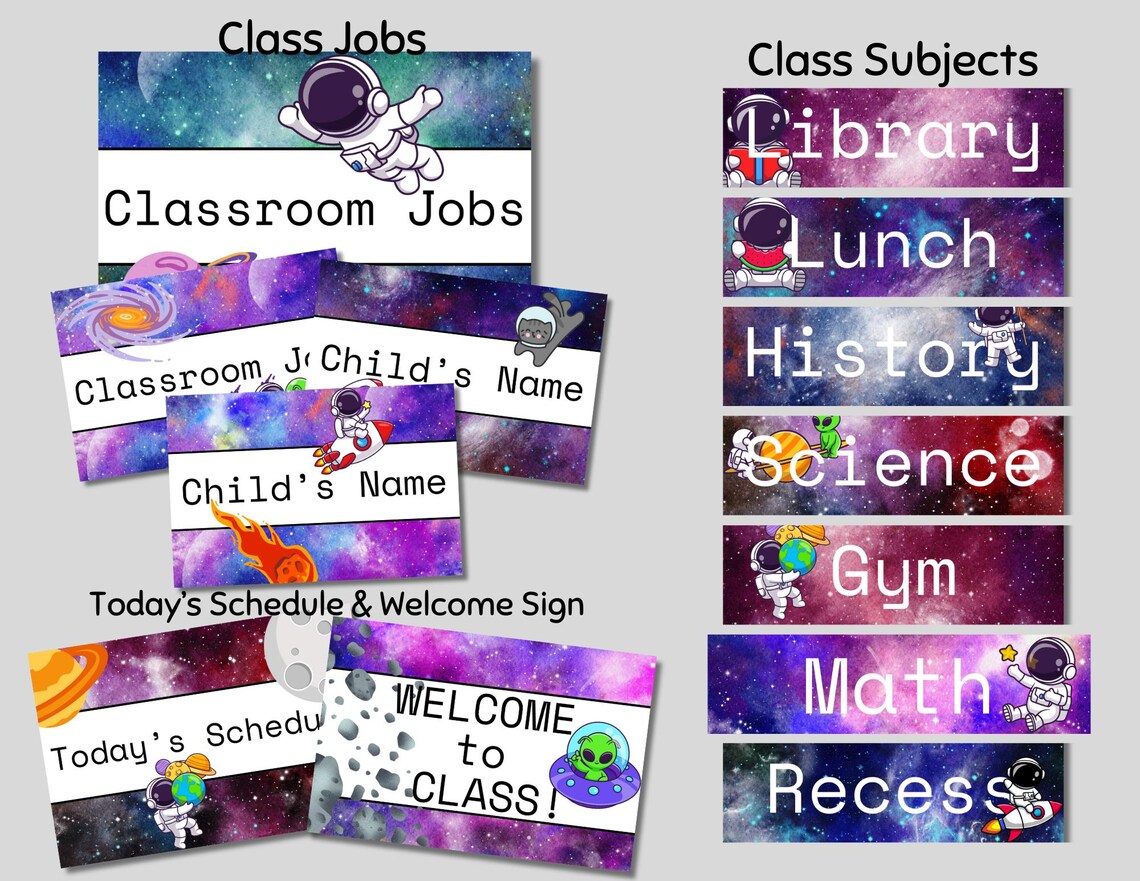 DIGITAL Space Themed Classroom Decor Bundle, Teachers, Space Classroom ...