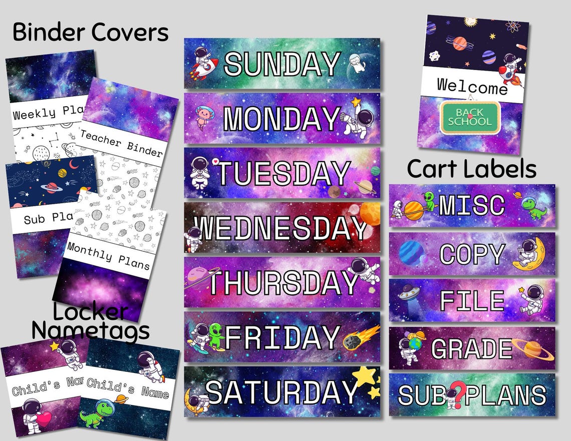 DIGITAL Space Themed Classroom Decor Bundle, Teachers, Space Classroom ...