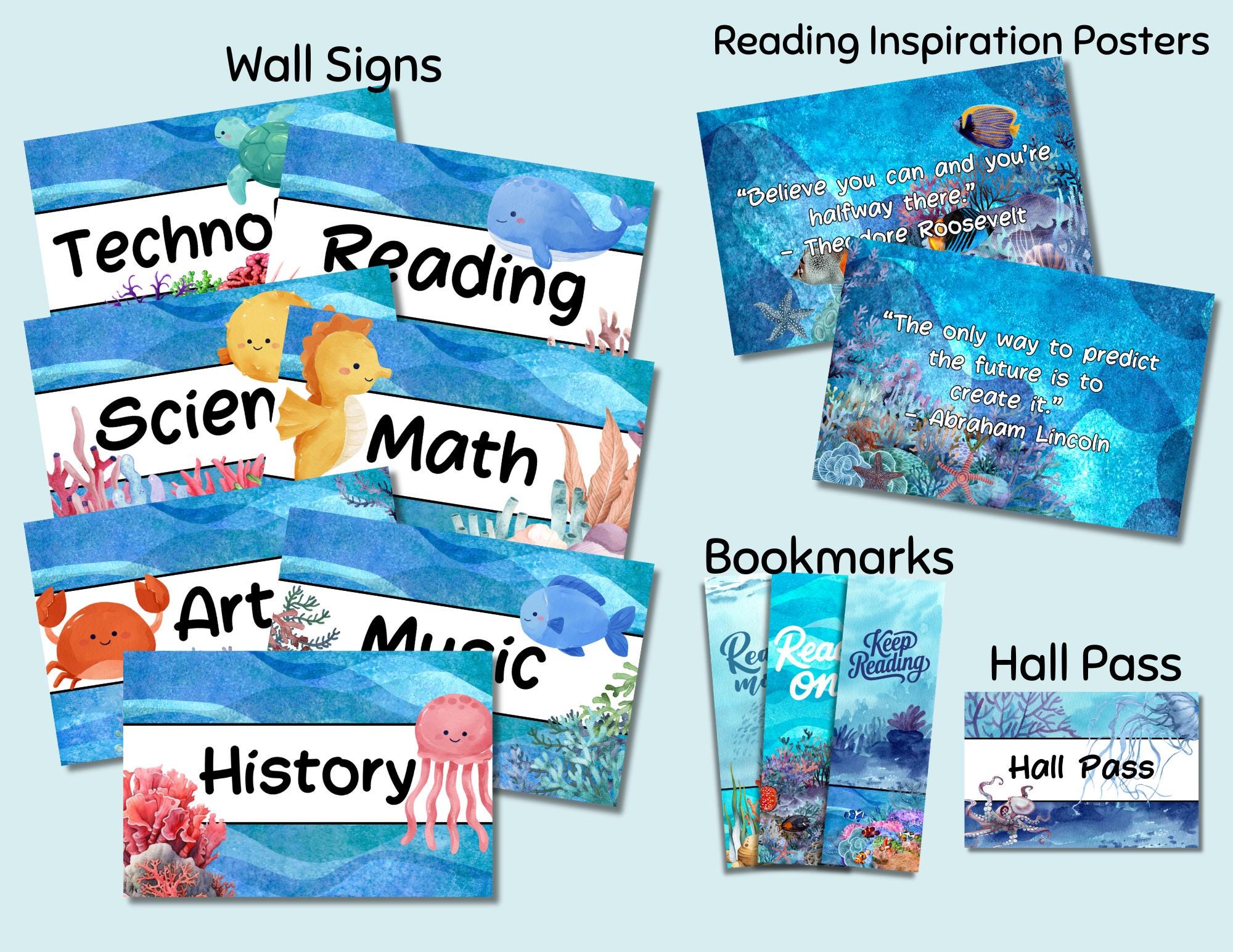 DIGITAL Sea Themed Classroom Decor Bundle, Teachers, Sea Classroom ...