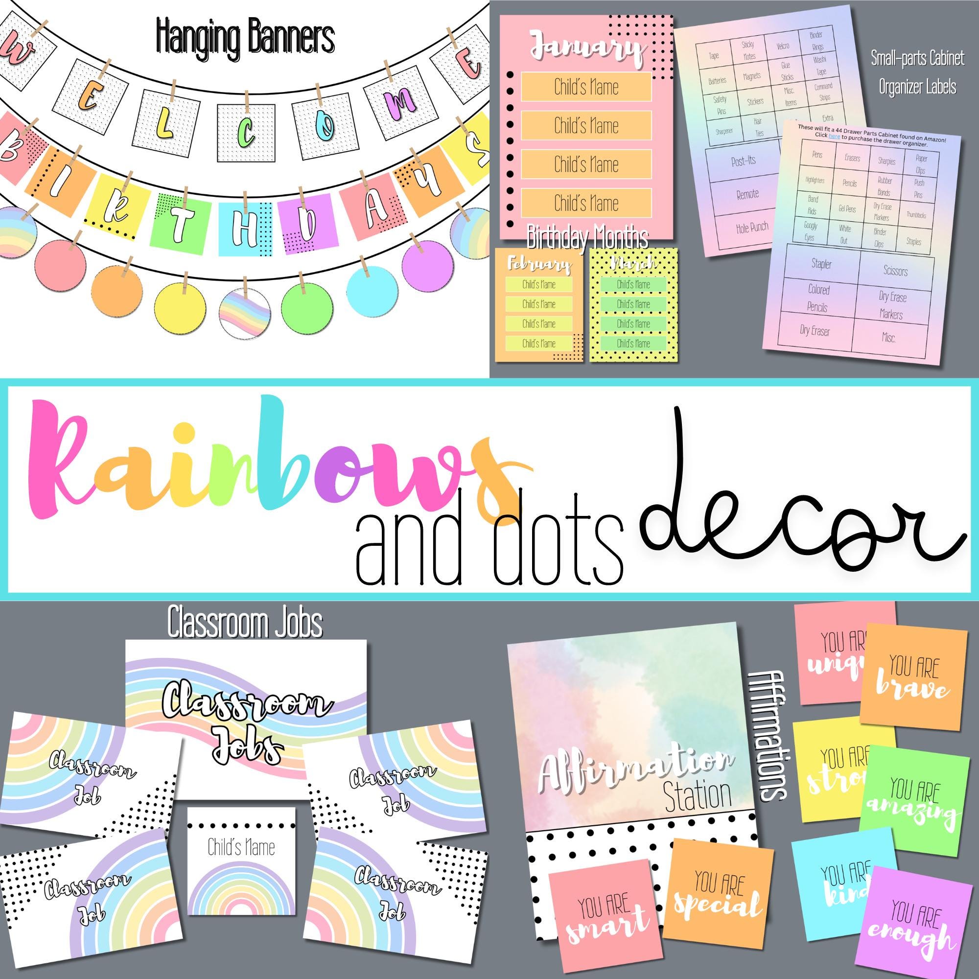 Rainbow Themed Classroom Decor Bundle, Teachers, Classroom Decorations ...