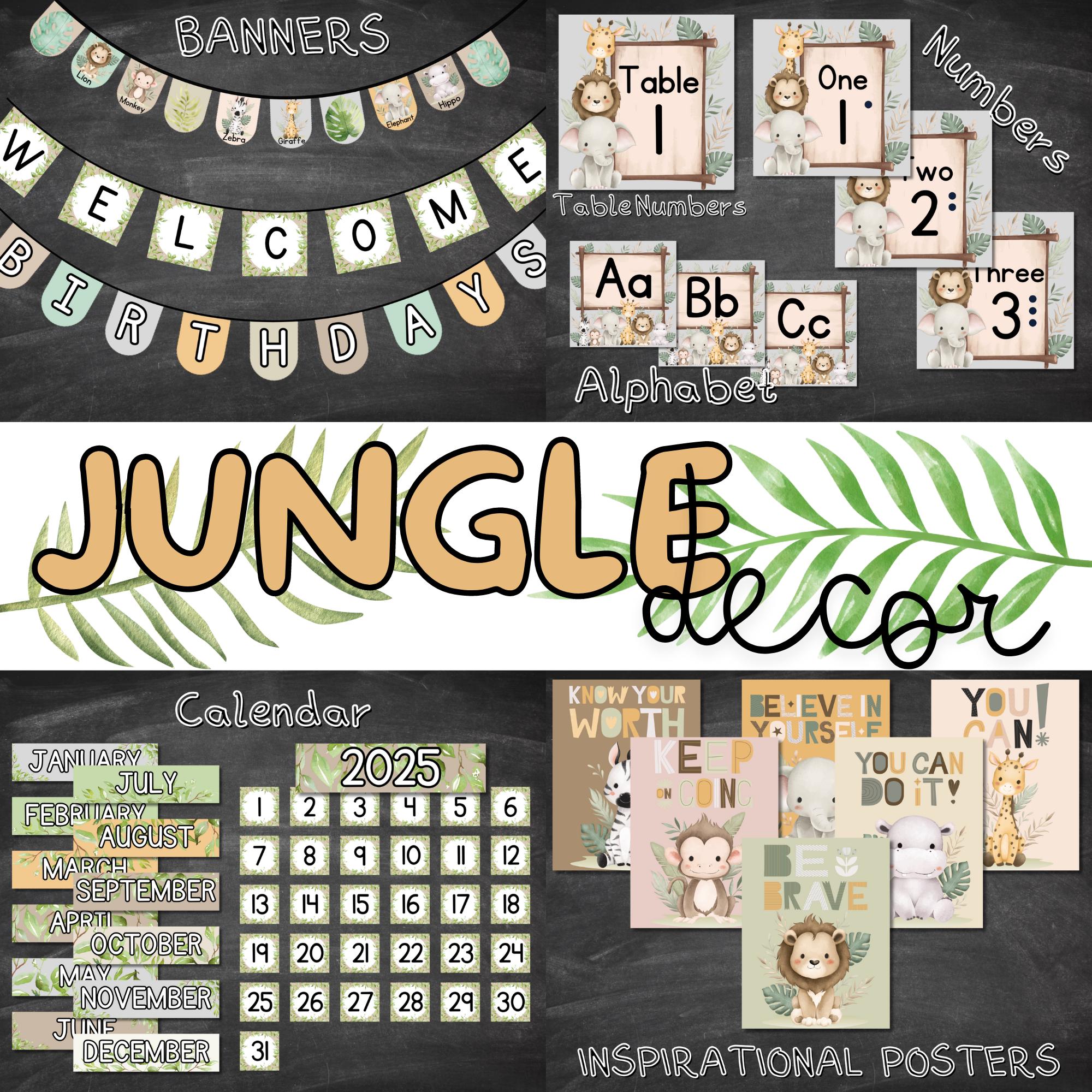 DIGITAL, Jungle Themed Classroom Decor Bundle, Classroom Decorations ...