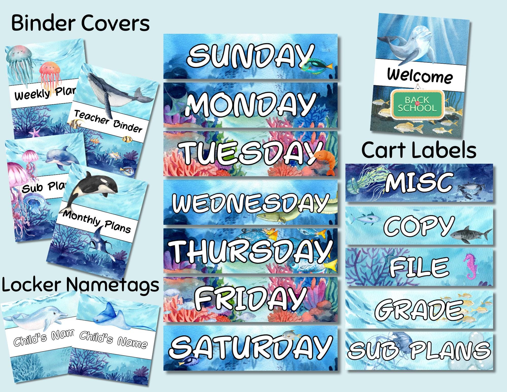DIGITAL Sea Themed Classroom Decor Bundle, Teachers, Sea Classroom ...