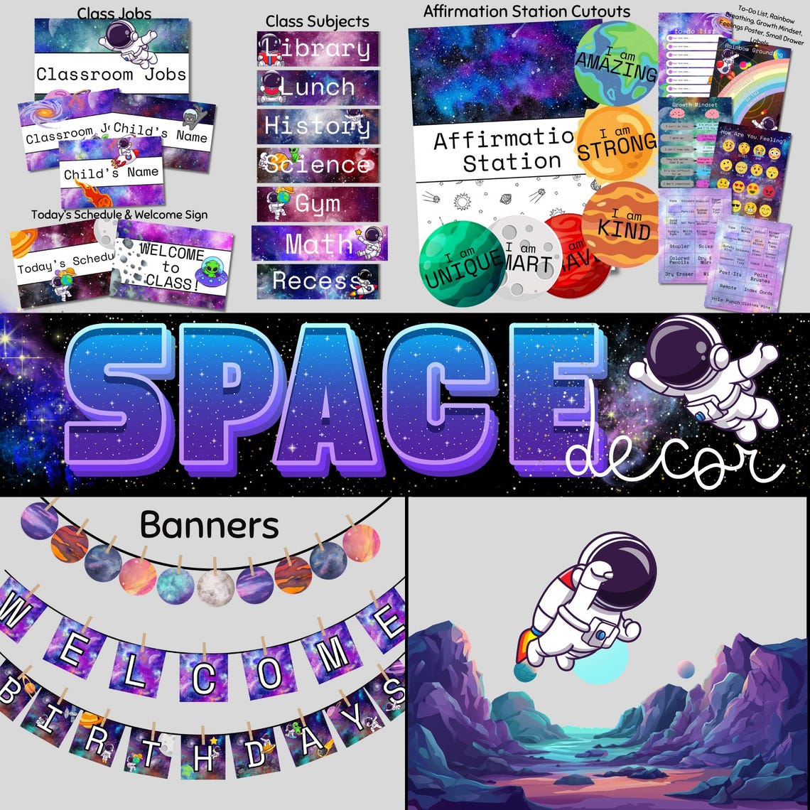 DIGITAL Space Themed Classroom Decor Bundle, Teachers, Space Classroom ...