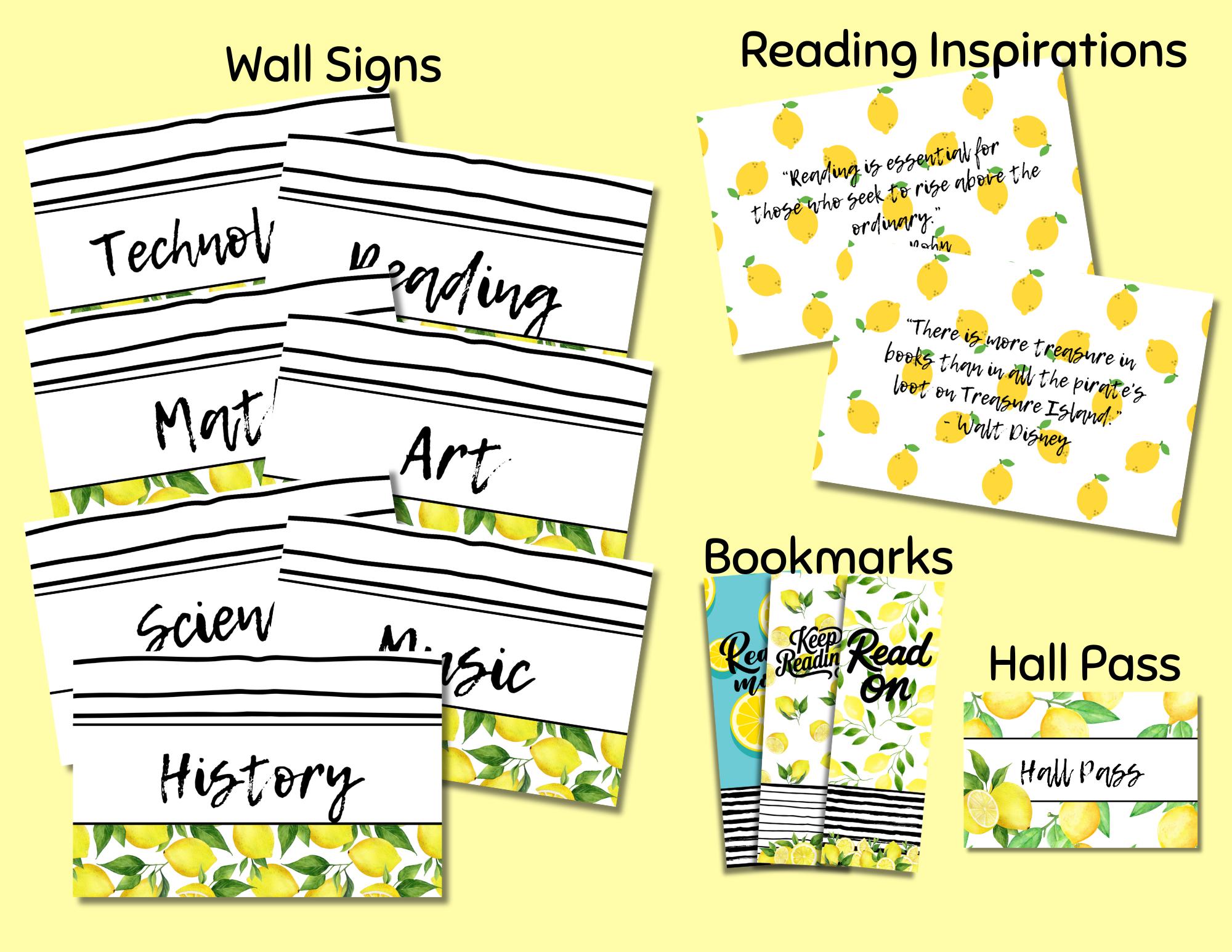 DIGITAL Lemon Themed Classroom Decor Bundle, Teacher, Lemon Classroom ...