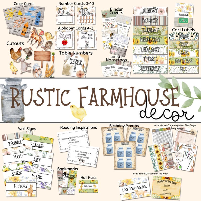 Rustic Themed Classroom Decor Bundle, Classroom Decorations, Farmhouse ...