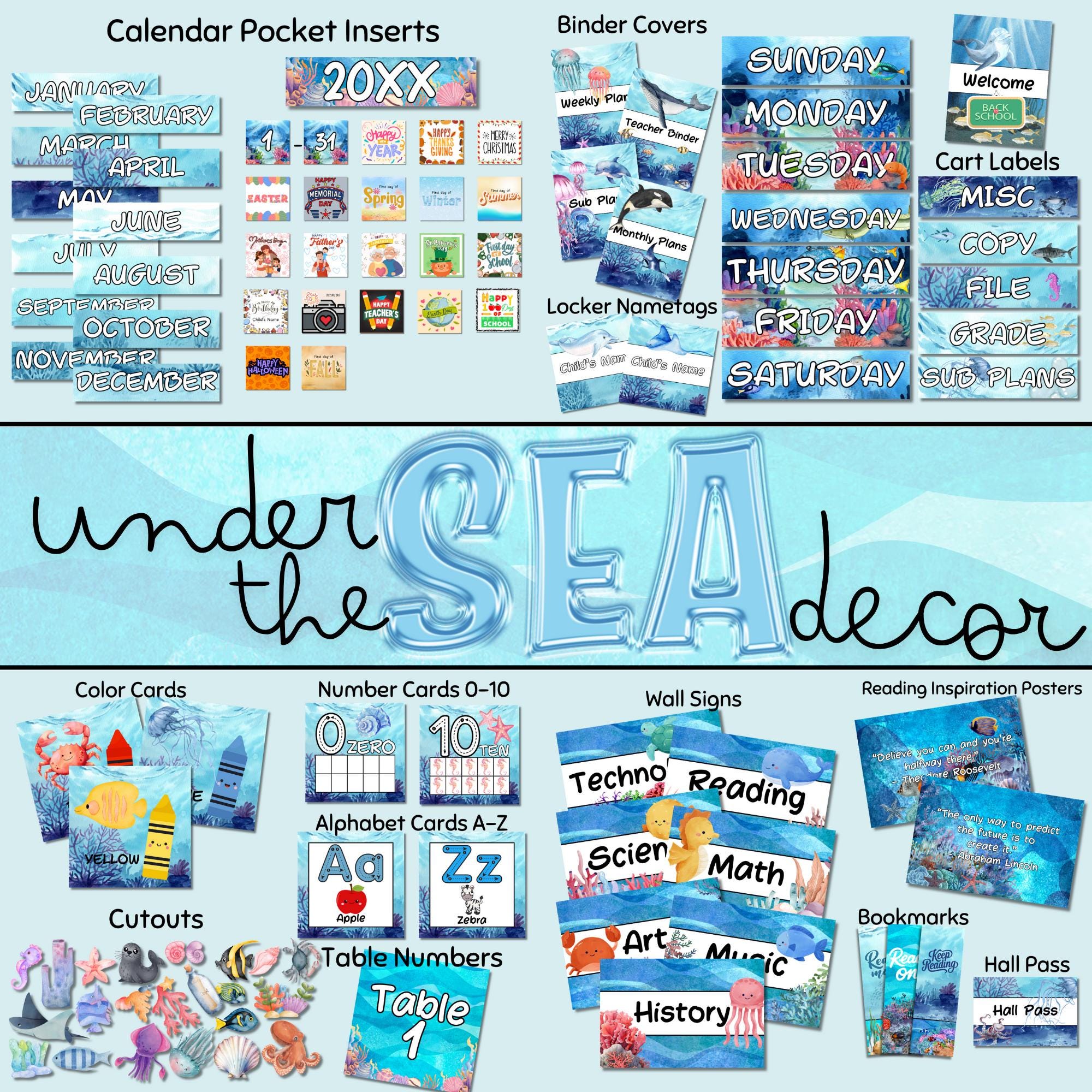 DIGITAL Sea Themed Classroom Decor Bundle, Teachers, Sea Classroom ...