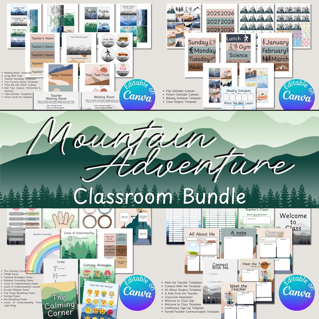 Mountain Adventure Themed Classroom Decor Bundle, Teacher, Mountain ...