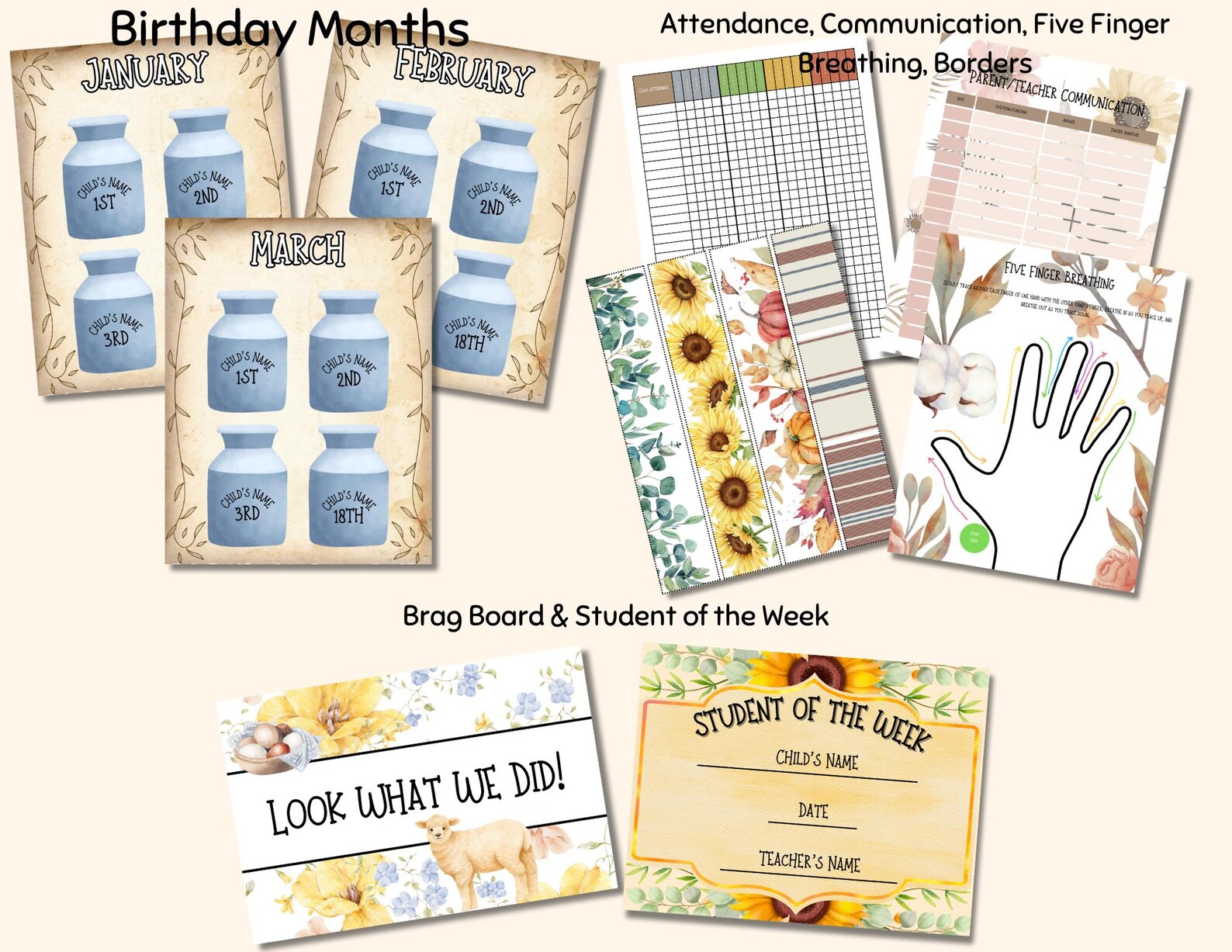 DIGITAL Rustic Themed Classroom Decor Bundle, Classroom Decorations ...