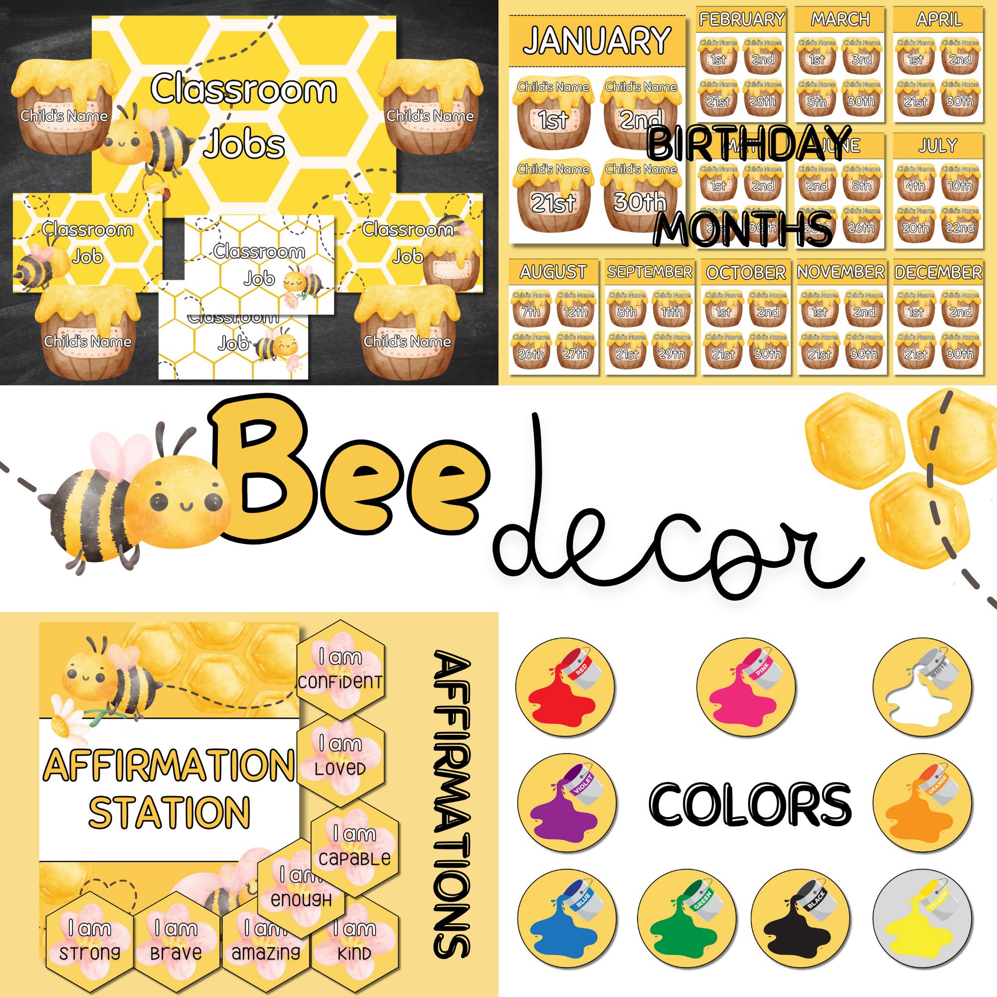 DIGITAL Bee Themed Classroom Decor Bundle, Classroom Decoration, Bee ...