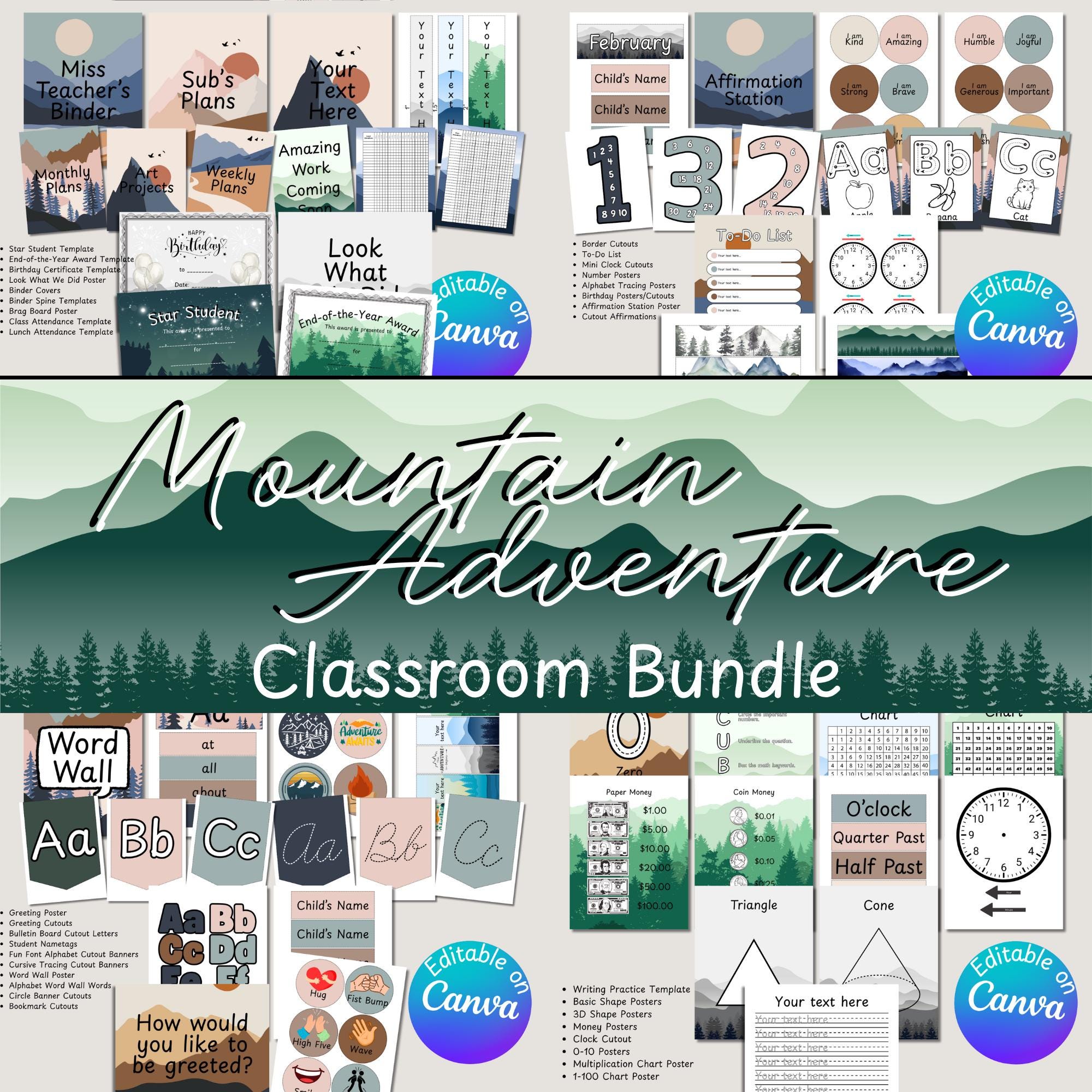 Mountain Adventure Themed Classroom Decor Bundle, Teacher, Mountain ...