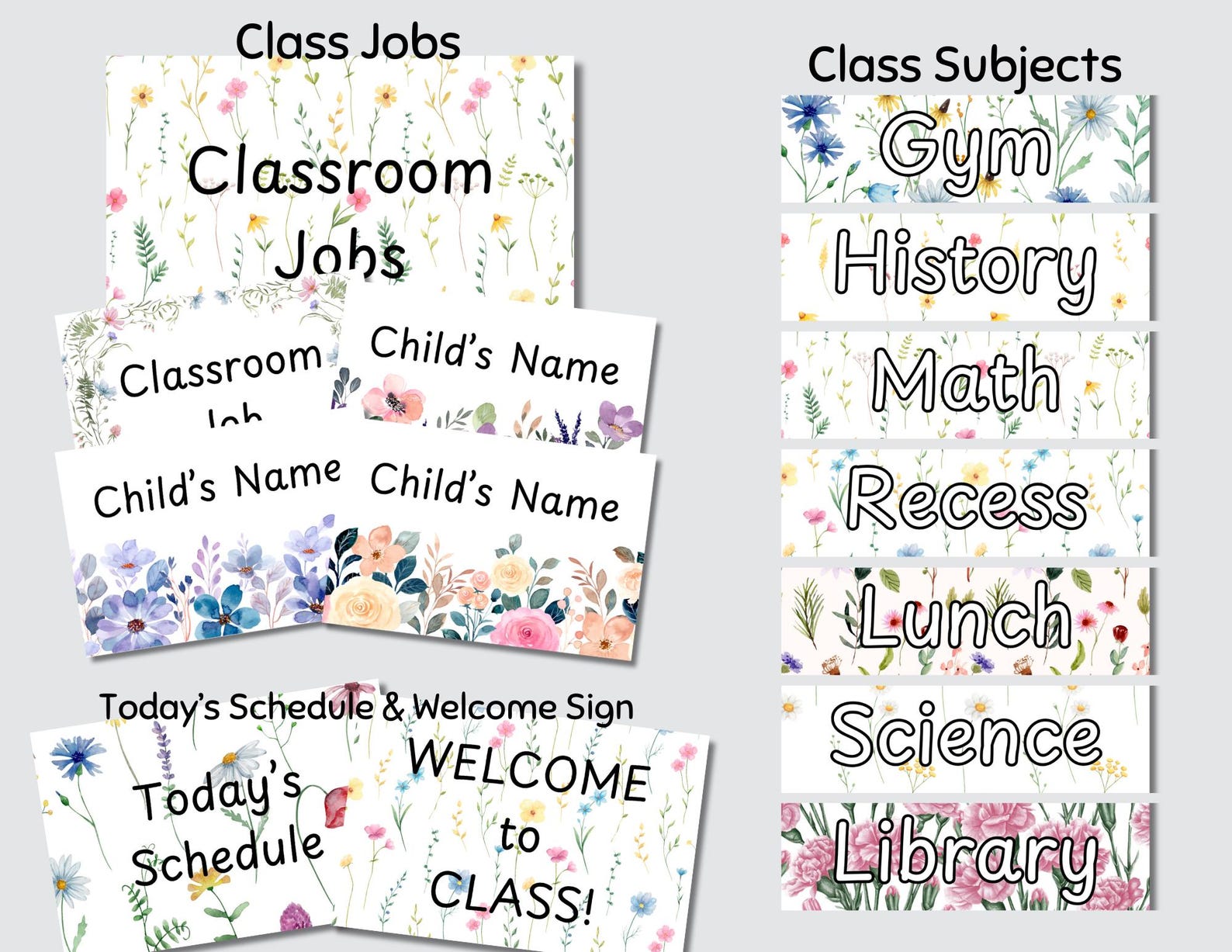 DIGITAL, Wildflower Themed Classroom Decor Bundle, Classroom ...