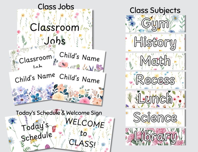 DIGITAL, Wildflower Themed Classroom Decor Bundle, Classroom ...