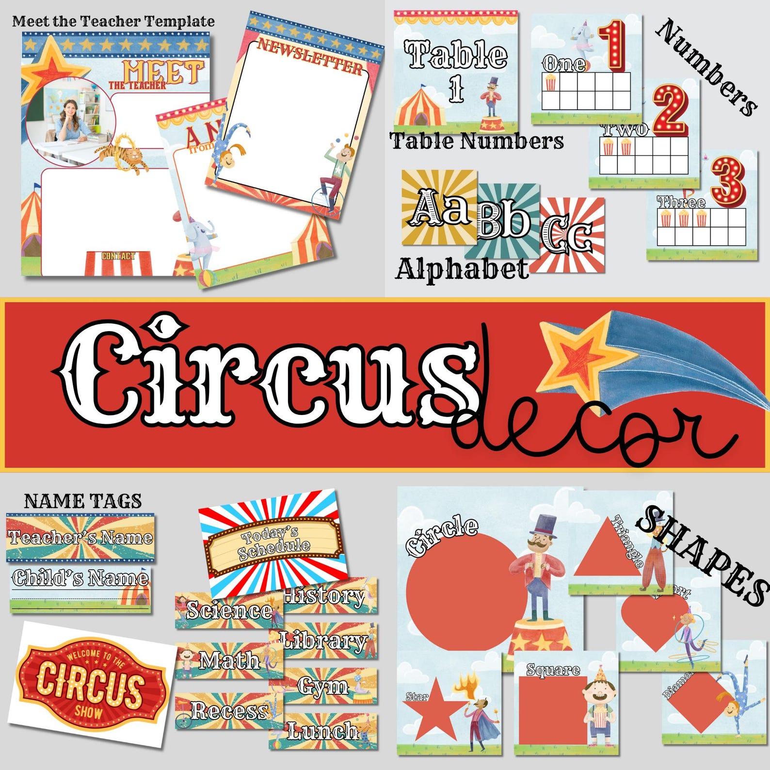 DIGITAL Circus Themed Classroom Decor Bundle, Teachers, Classroom Decor ...