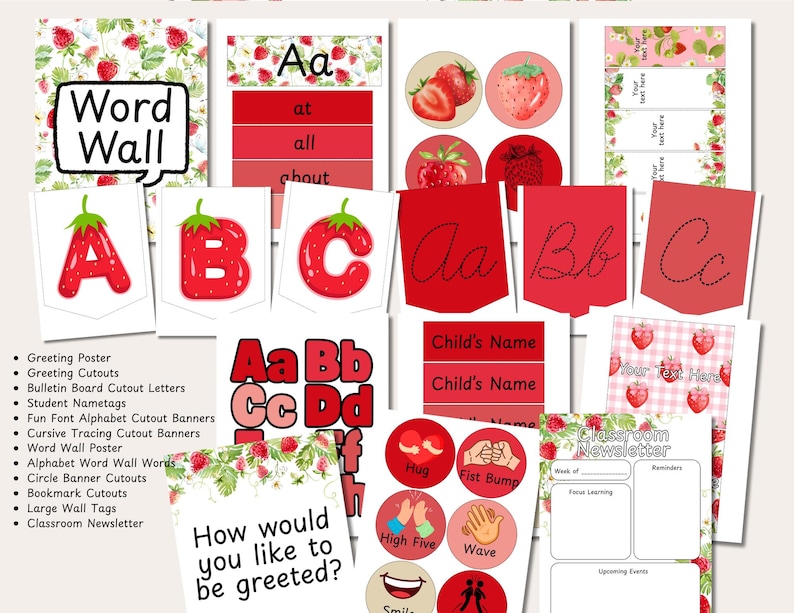 Strawberry Themed Classroom Decor Bundle, Teachers, Strawberry Class ...