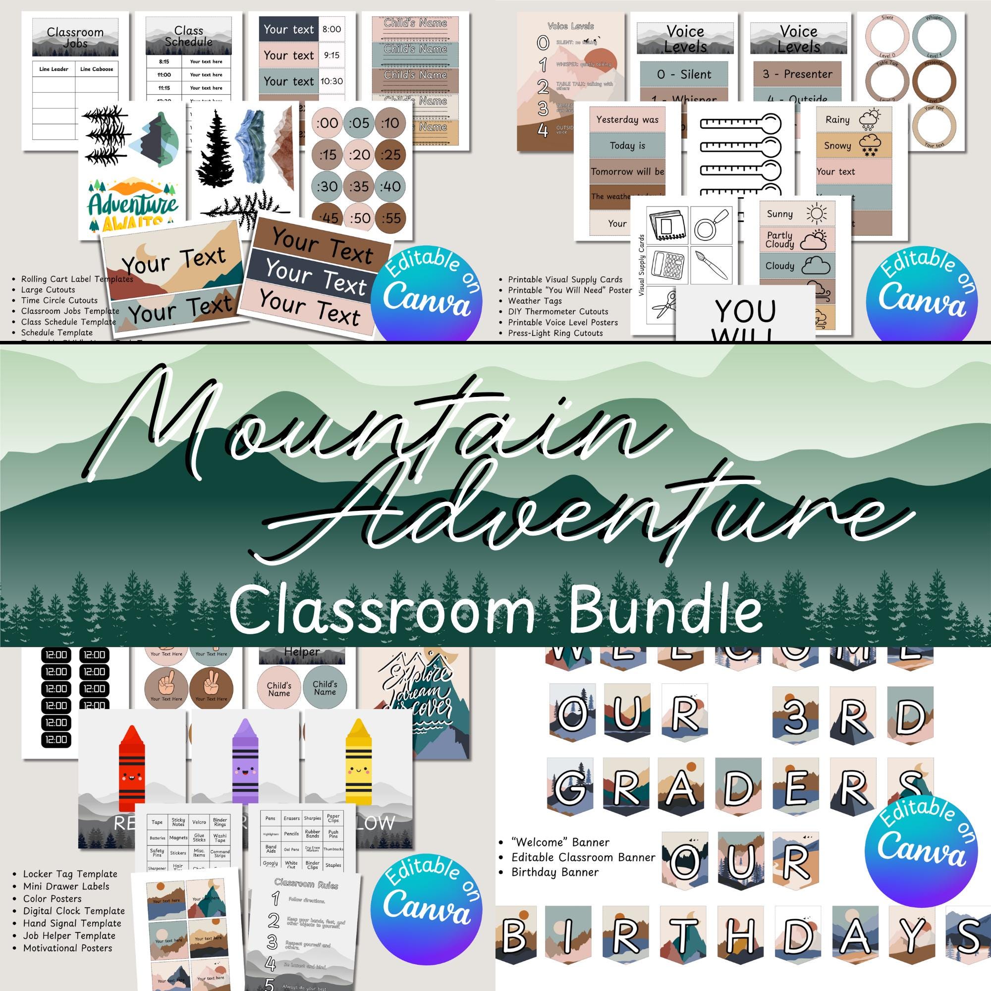 Mountain Adventure Themed Classroom Decor Bundle, Teacher, Mountain ...