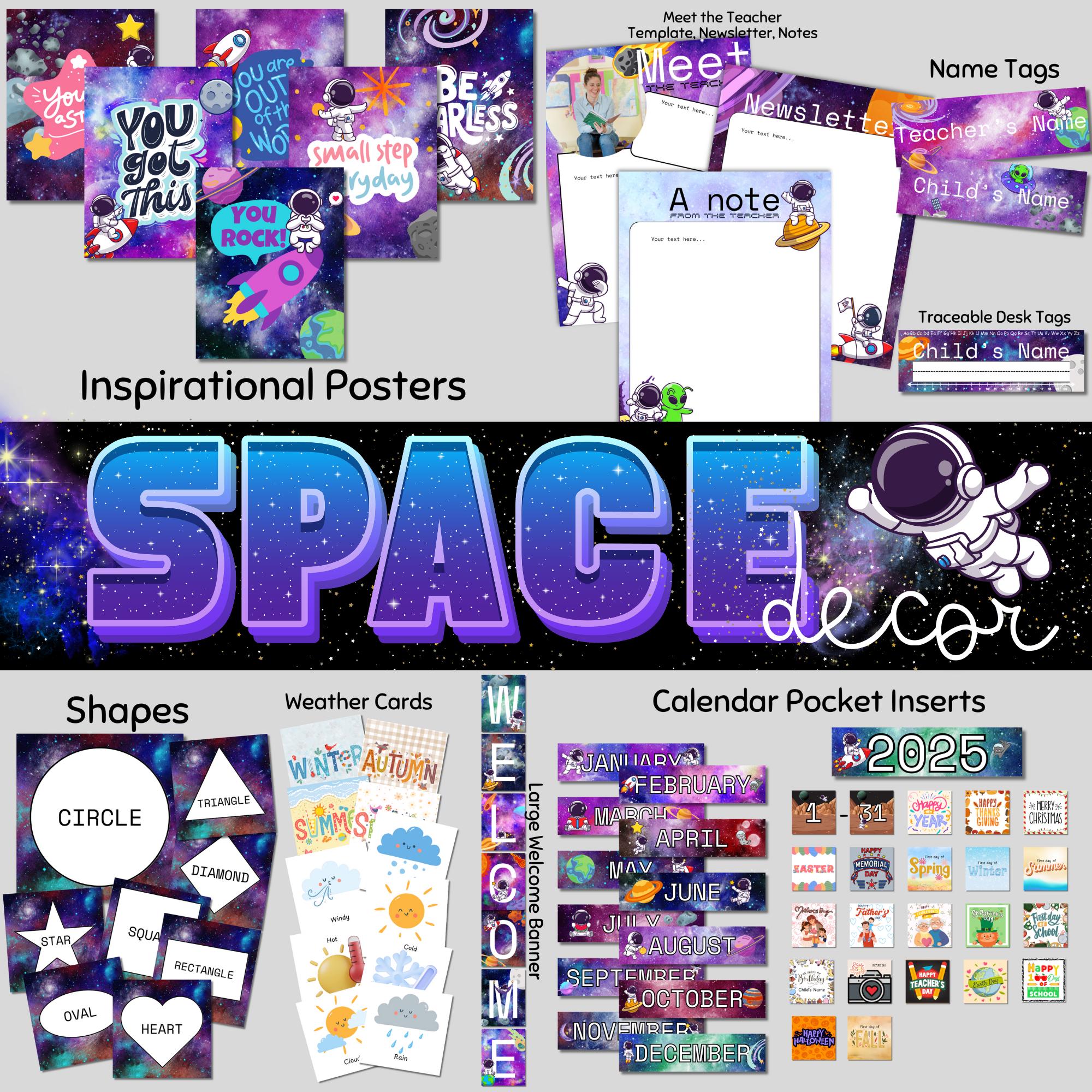 Space Theme Classroom Decor Bundle, Teacher Organization Printables ...