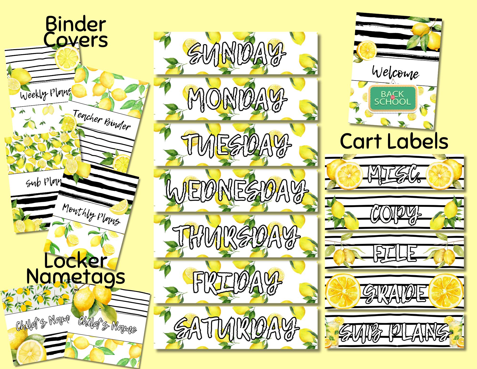DIGITAL Lemon Themed Classroom Decor Bundle, Teacher, Lemon Classroom ...