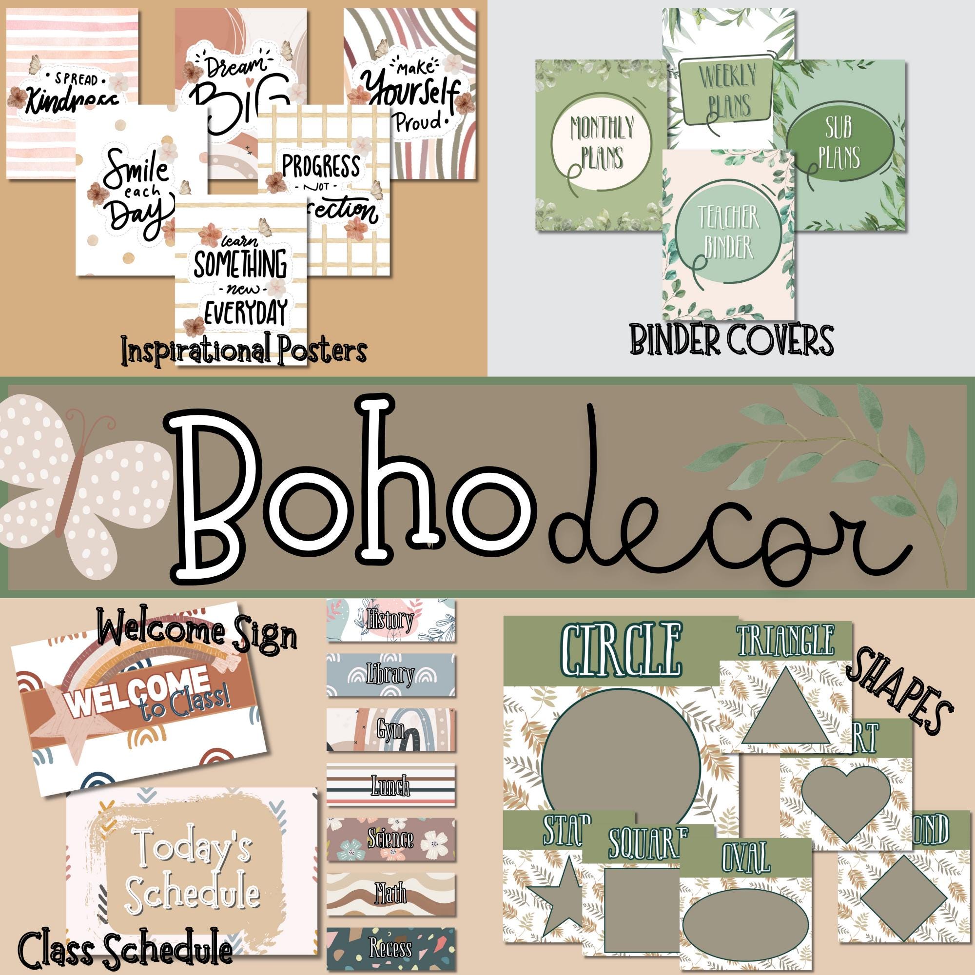DIGITAL, Boho Themed Classroom Decor Bundle, Classroom Decorations ...