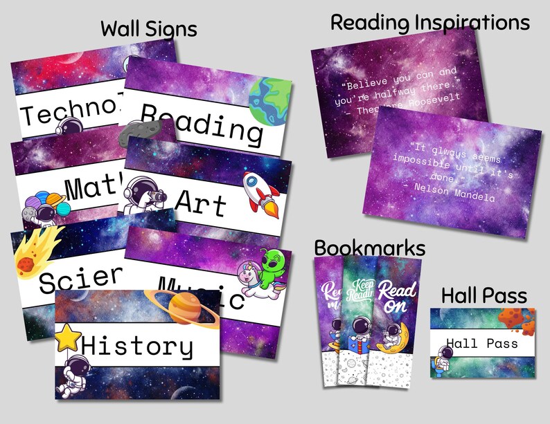 DIGITAL Space Themed Classroom Decor Bundle, Teachers, Space Classroom ...