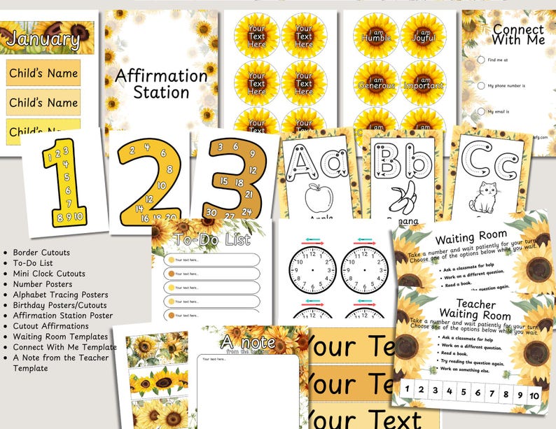Sunflower Themed Classroom Decor Bundle, Teachers, Sunflower Class ...