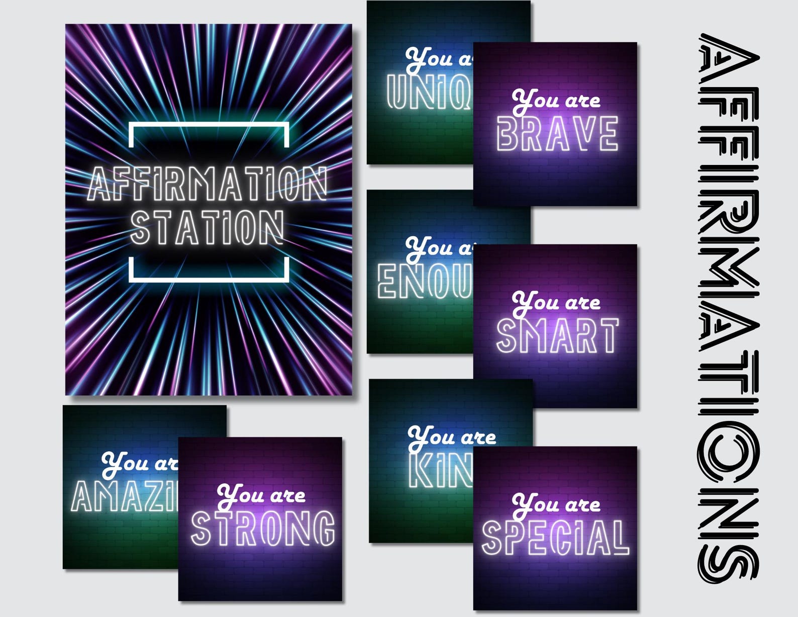 DIGITAL Neon Themed Classroom Decor Bundle, Classroom Decorations, Neon ...