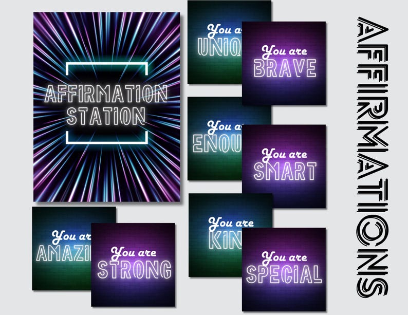 DIGITAL Neon Themed Classroom Decor Bundle, Classroom Decorations, Neon ...
