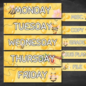 DIGITAL Bee Themed Classroom Decor Bundle, Classroom Decoration, Bee ...