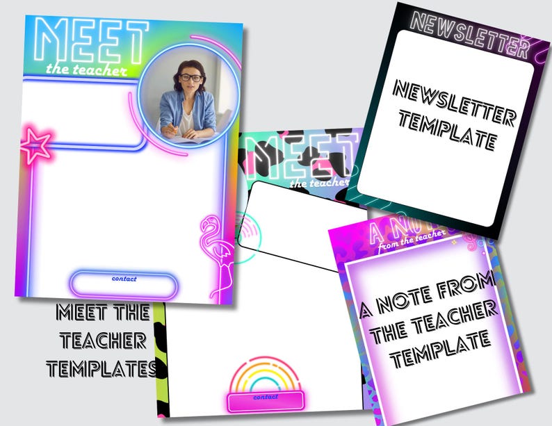 DIGITAL Neon Themed Classroom Decor Bundle, Classroom Decorations, Neon ...