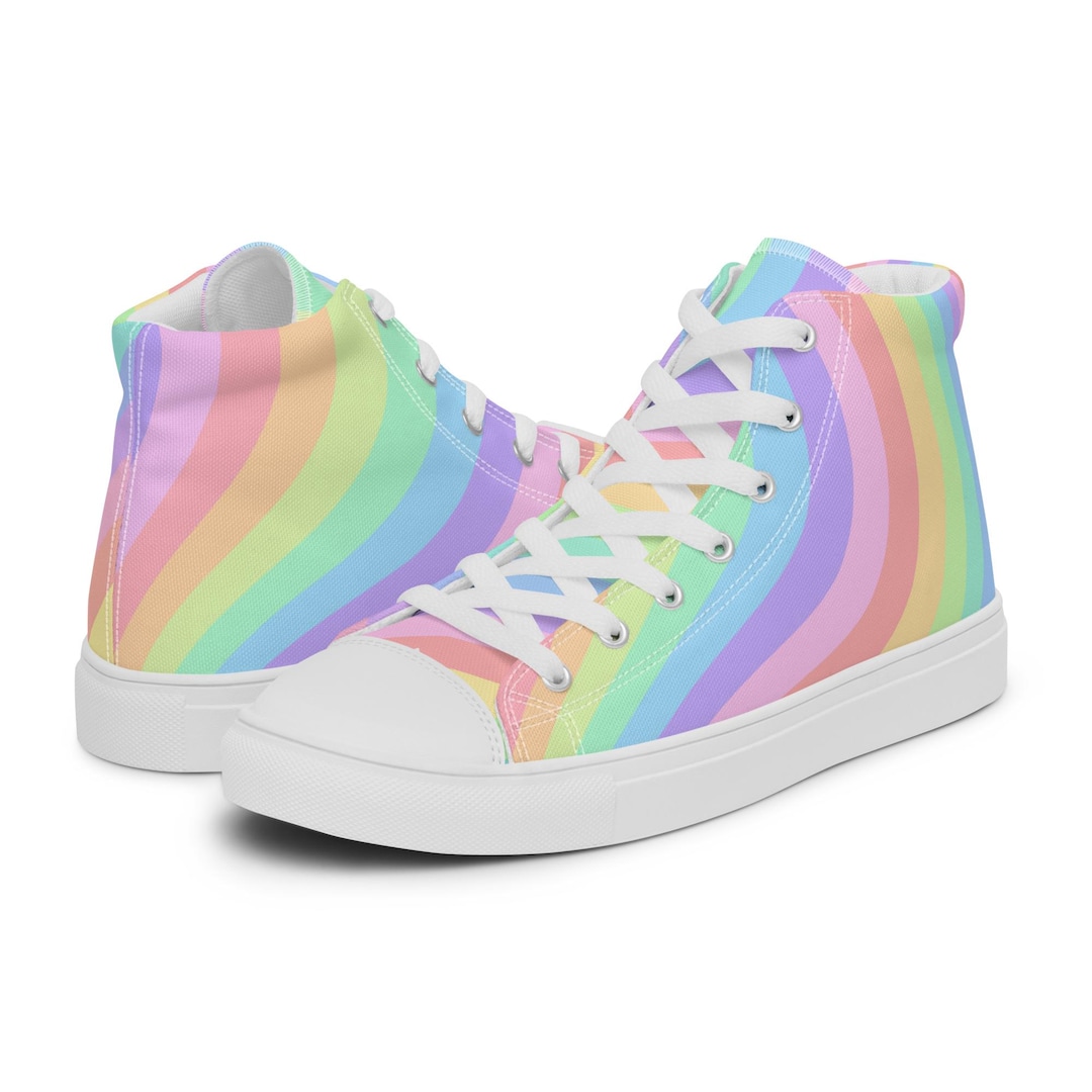 Women’s High Top Canvas Shoes, Rainbow Shoes, Rainbow High Tops, Women ...