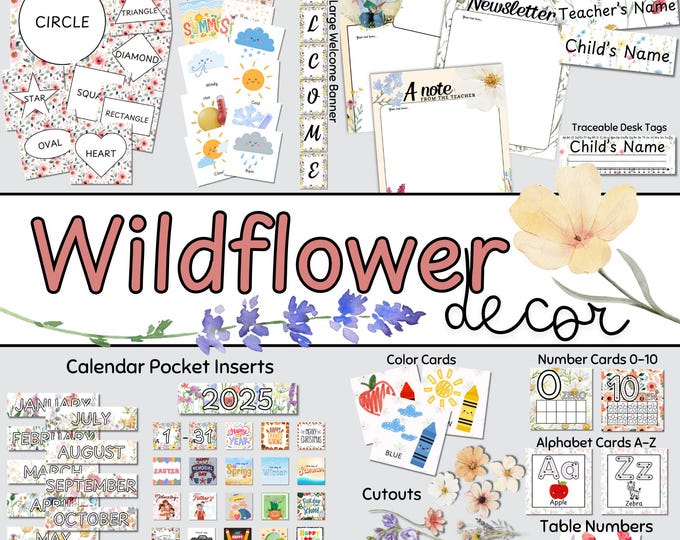 Wildflowers Classroom Decor Bundle || Editable Classroom Printable ...