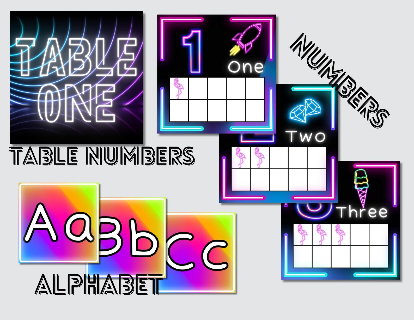 DIGITAL Neon Themed Classroom Decor Bundle, Classroom Decorations, Neon ...