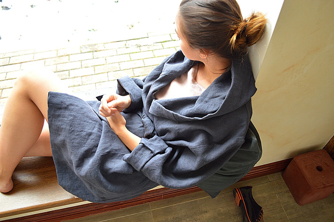 Morning Linen Robe - Woman's Linen Bathrobe - Sizes XS-2XL - High ...