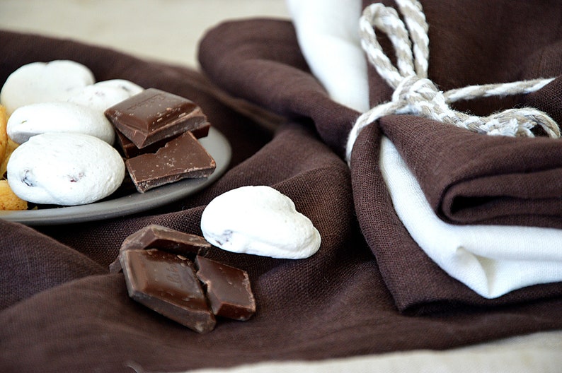 Linen Napkin Set, Chocolate Linen Napkins, Table Linens, Dinner Linen ...