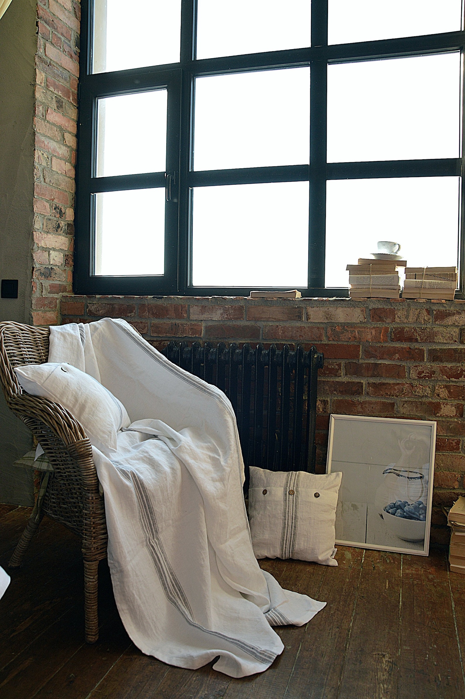 Linen Throw 320 GSM - Heavy Weight Linen Throw - Striped Throw ...