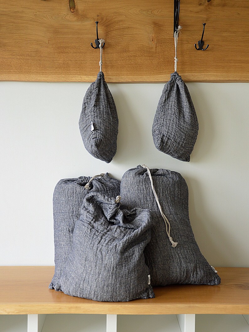 Eco Storage Bag - Thick Linen - 100% Linen Bags - Double-layer Linen ...