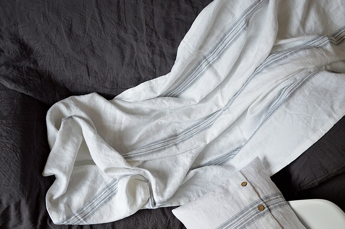 Linen Throw 320 GSM Heavy Weight Linen Throw Striped Throw - Etsy
