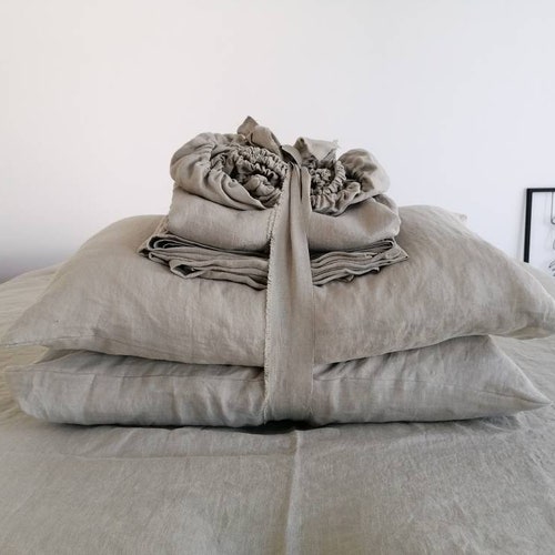 Hemp Bedding Set of 4 100% Organic: Flat Sheet Duvet Cover - Etsy