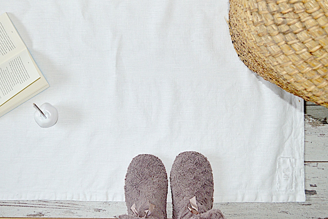 Linen Mat Double-layered Mat White Bath / Bed Simple Rustic - Etsy
