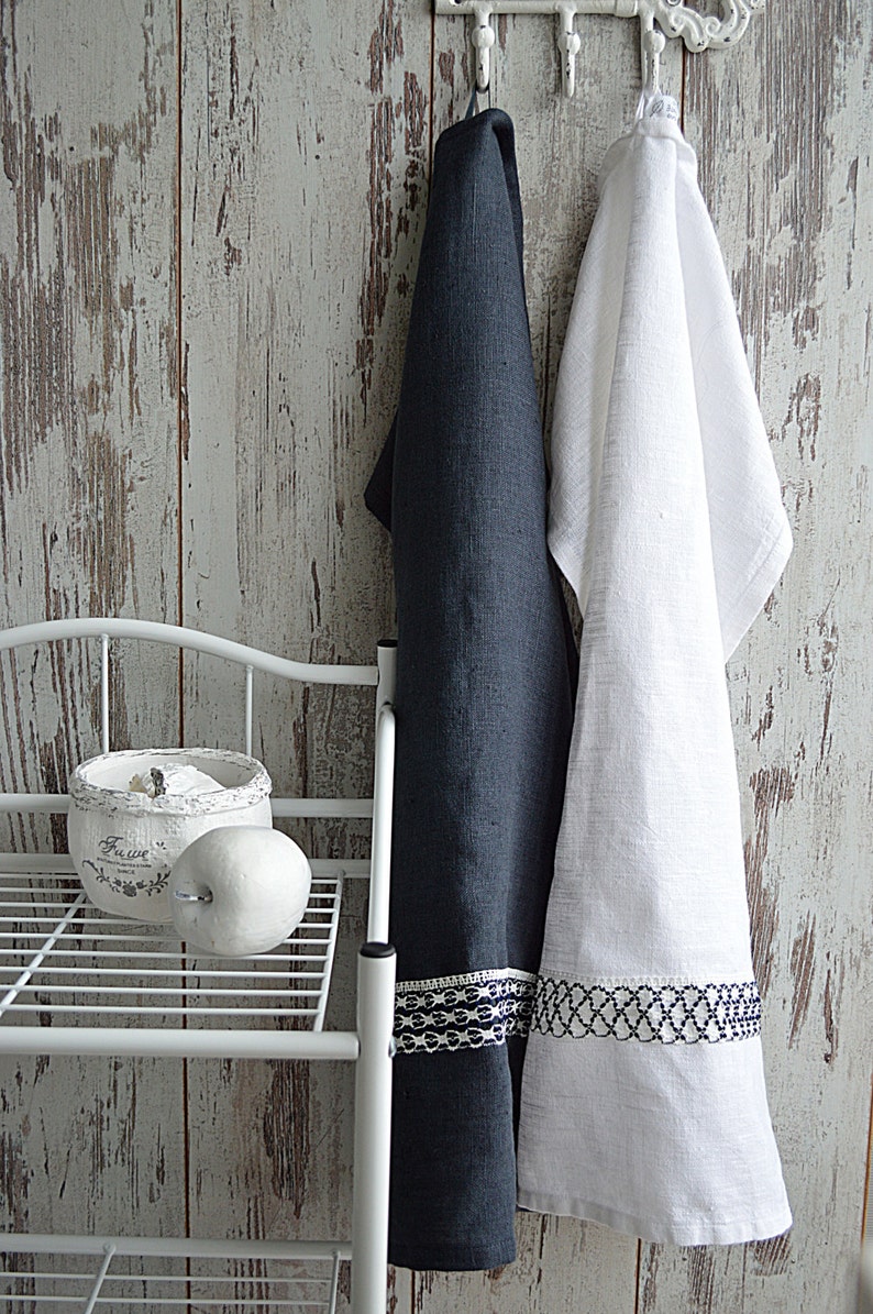 Linen Towel With Lace Hand/face Towels Guest Linen Towel - Etsy