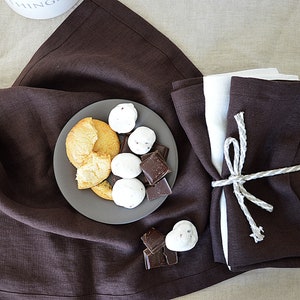 Linen Napkin Set, Chocolate Linen Napkins, Table Linens, Dinner Linen ...