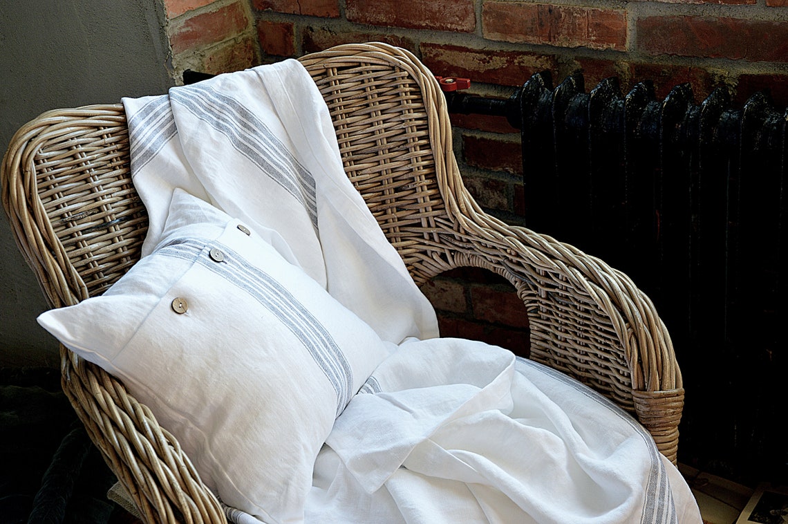 Linen Throw 320 GSM Heavy Weight Linen Throw Striped Throw - Etsy