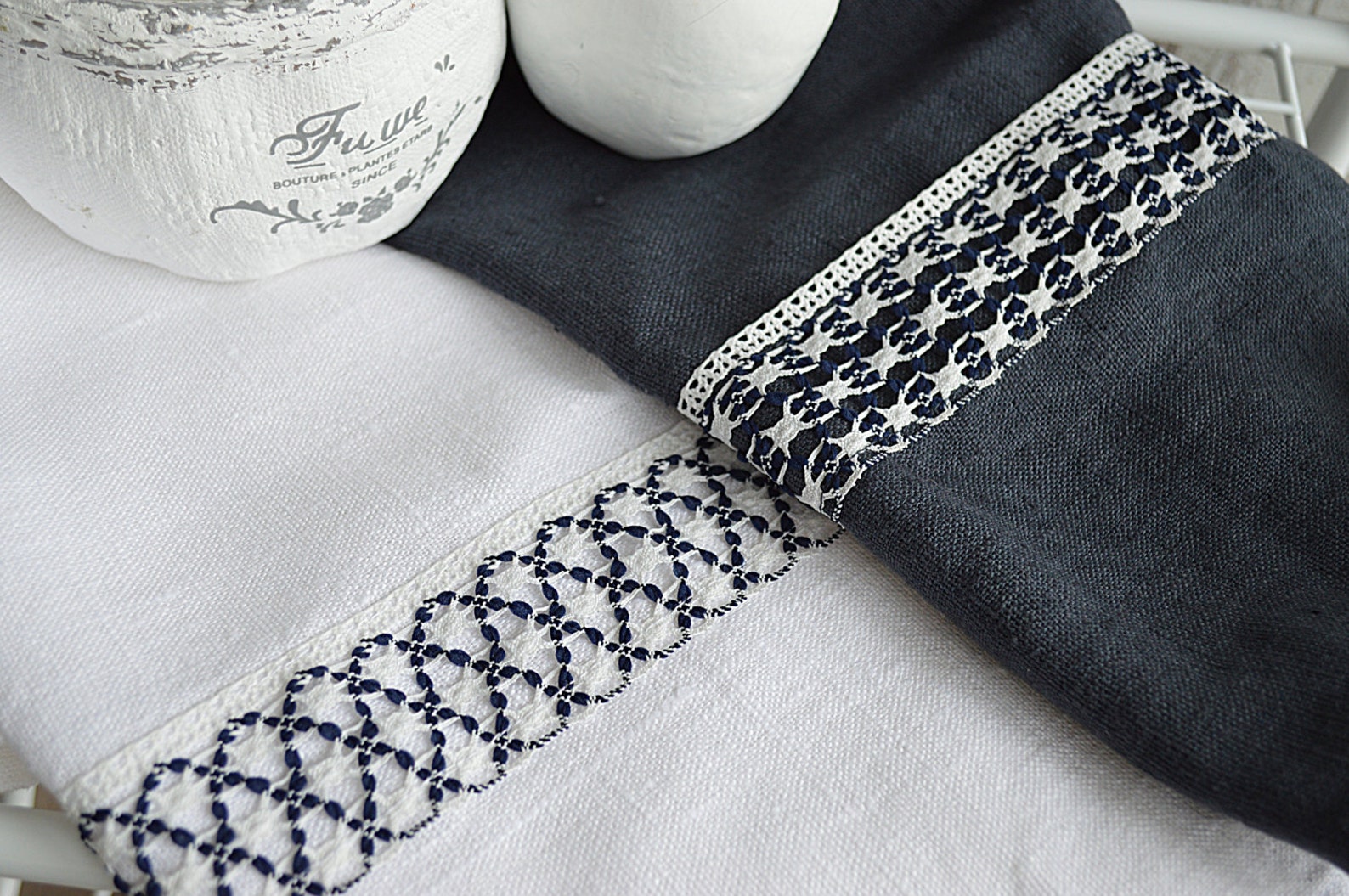 Linen Towel With Lace Hand/face Towels Guest Linen Towel - Etsy