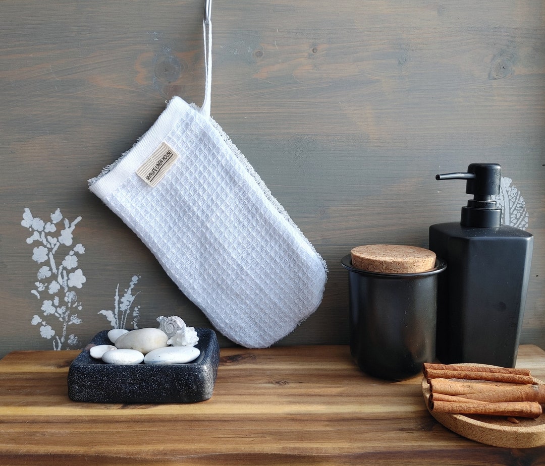 ZERO WASTE Linen Body Mitten, Linen Reusable Washcloth, Body Washable ...