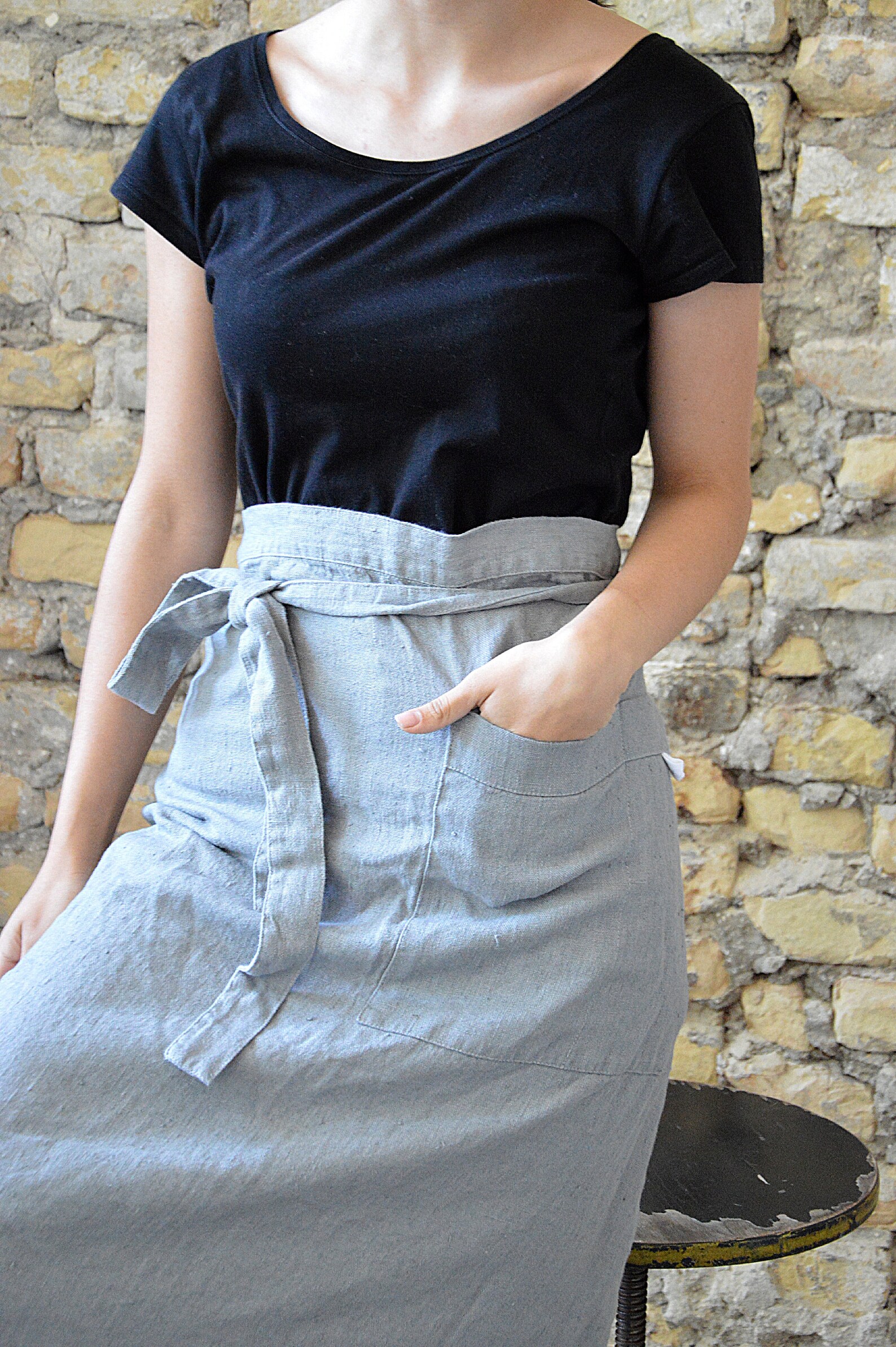 Stonewashed Linen Apron – Coventry Gray, Heavyweight Kitchen Work Apron ...
